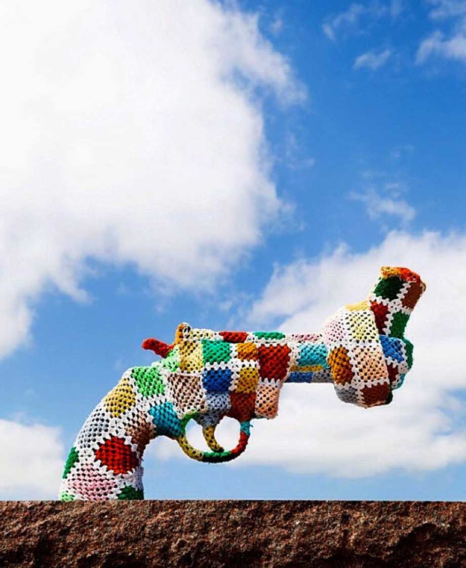 The knitted, Knotted Gun! | The Non-Violence Project Foundation